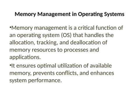 Memory Management In Os Pptx