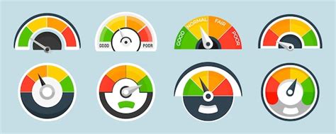 Premium Vector Gauge Meter Indicator Icon Collection Speedometer Gauge Meter Indicator Scale