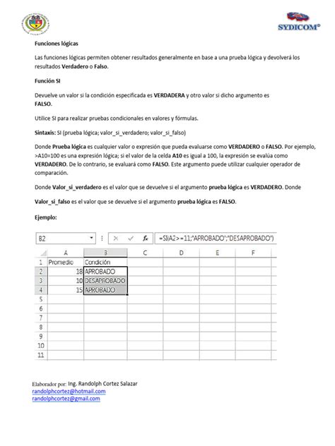 Funciones Lógicas Y Gráficos Pdf Microsoft Excel Lógica
