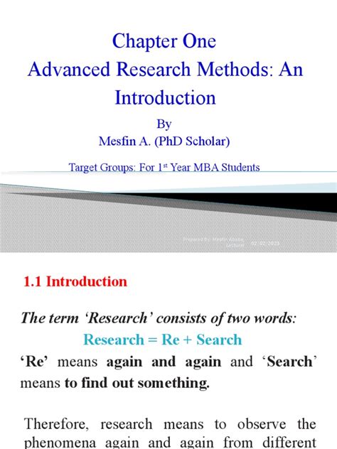an introduction to advanced research methods outlining key concepts and processes for