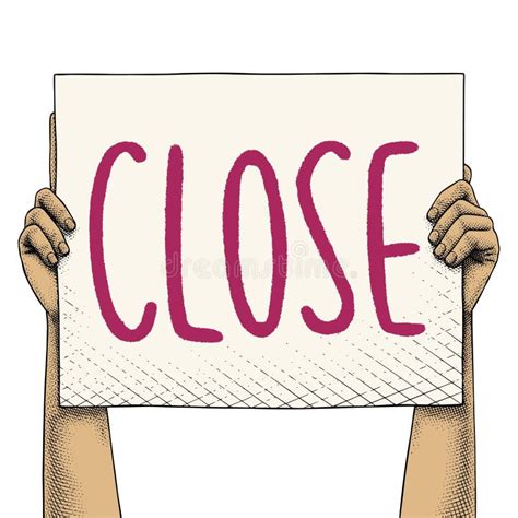 Hand Raising A Sign That Says Close Colored Stock Vector Illustration