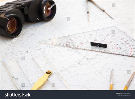 Navigation Tools On Navigation Map Plotter Stock Photo 1729806823 Shutterstock