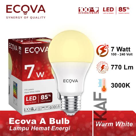 Jual ECOVA LAMPU LED 7 WATT 7W 7WATT SERIES A BULB Shopee Indonesia