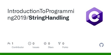 GitHub IntroductionToProgramming2019 StringHandling