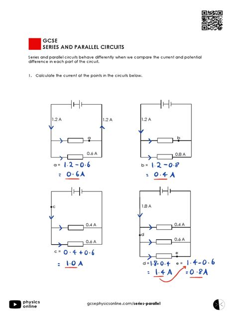 Gcse Series And Parallel Circuits Answers Pdf Electrical Network