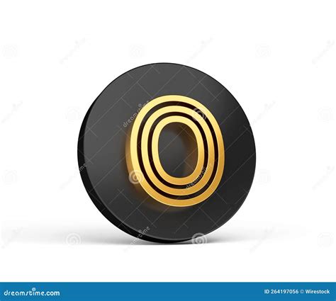Royal Gold Modern Font Elite D Digit Letter Zero On Black Button Icon D Illustration Stock