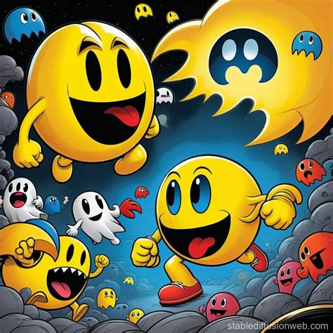 Pacman Yellow Pacman Vs Ghosts Stable Diffusion Online