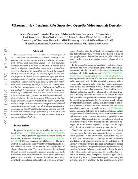 Pdf Ubnormal New Benchmark For Supervised Open Set Video Anomaly Detection