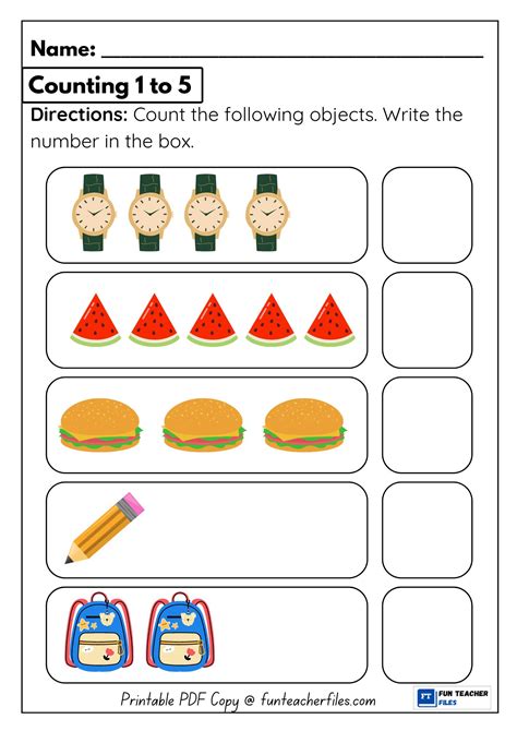 Counting Objects Numbers 1 To 5 Worksheet 1 Fun Teacher Files