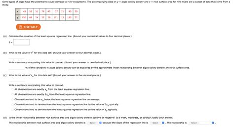 Solved Study A Calculate The Equation Of The Least Chegg Com