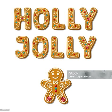 크리스마스 진저 브레드 남자와 홀리 졸리 문구 수제 쿠키 진저브레드 남자에 대한 스톡 벡터 아트 및 기타 이미지 진저브레드 남자 12월 2021년 Istock