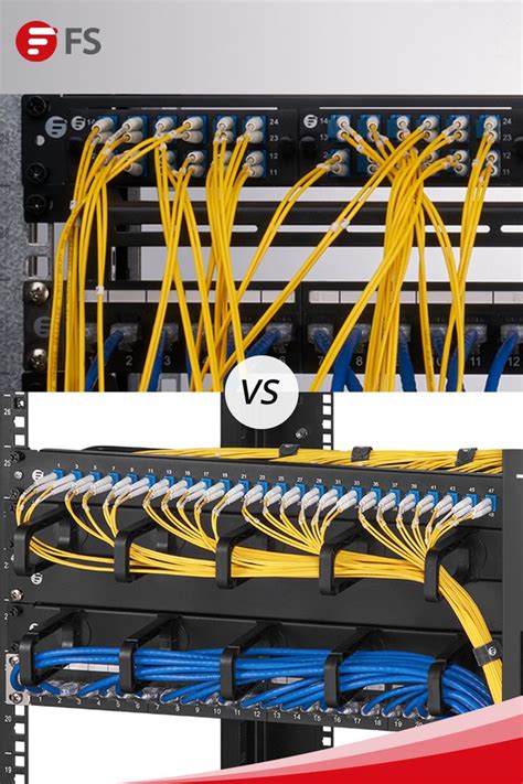 Two Servers With Yellow And Blue Cables Connected To Each Other