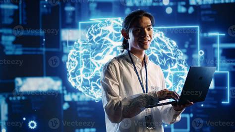 Asian Admin In Data Center Using Artificial Intelligence Computing Simulating Human Brain