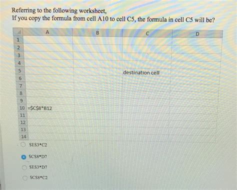 Solved Referring To The Following Worksheet If You Copy The