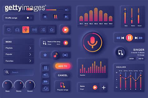 User Interface Elements For Music Mobile App Unique Neumorphic Design Ui Ux Gui Kit Elements