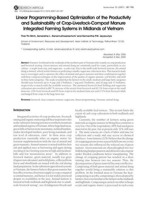 pdf linear programming based optimization of the productivity and