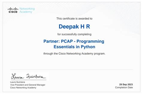 Deepak H R On Linkedin Python Programming Certification
