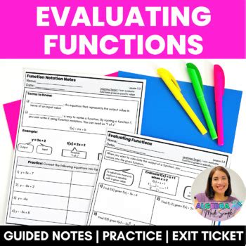 Evaluating Functions With Function Notation Guided Notes Practice Exit Ticket