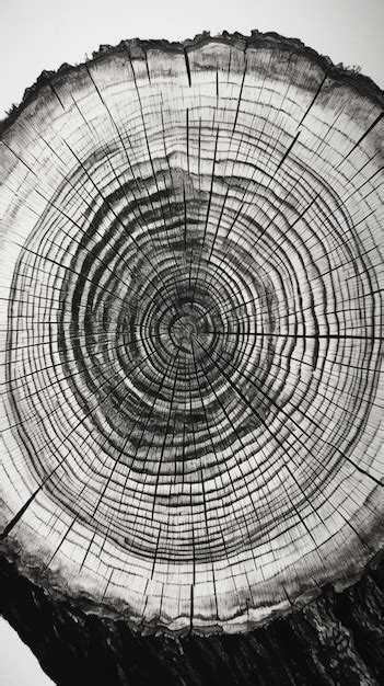 Premium AI Image A Black And White Photograph Of A Tree With A Ring Of Rings In The Center