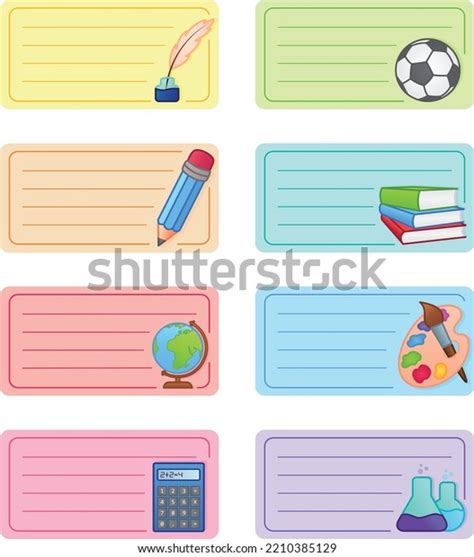 Notebook Labels Icons School Subjects Colorful Stock Vector Royalty Free 2210385129 Shutterstock