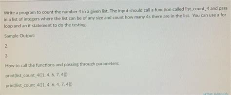 Solved In Python Write A Program To Count The Number 4 In A Chegg
