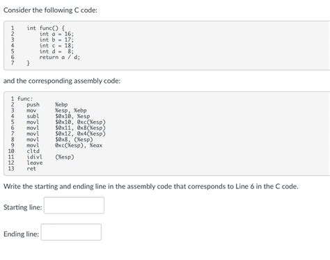 Solved Consider The Following C Code 1 Nmon Int Func