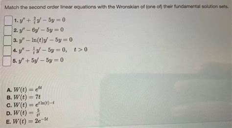 Solved Match The Second Order Linear Equations With The