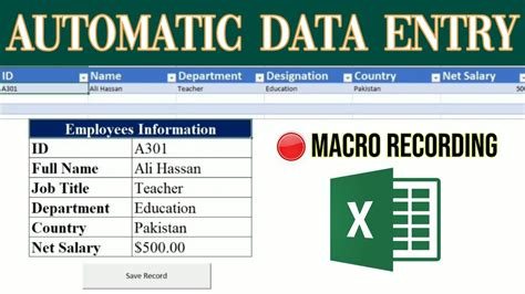 Excel Data Mastery Develop Automatic Data Entry With Macros Youtube