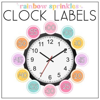 Bright Clock Labels 5 Minute Intervals Rainbow Sprinkle TPT
