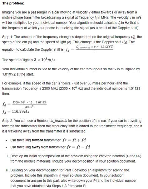 Solved Equation To Calculate The Doppler Shift Is Fdcft