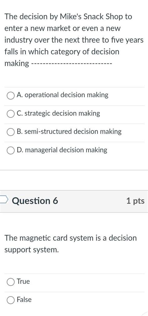 Solved The Decision Making Needs Of Staff At Operational