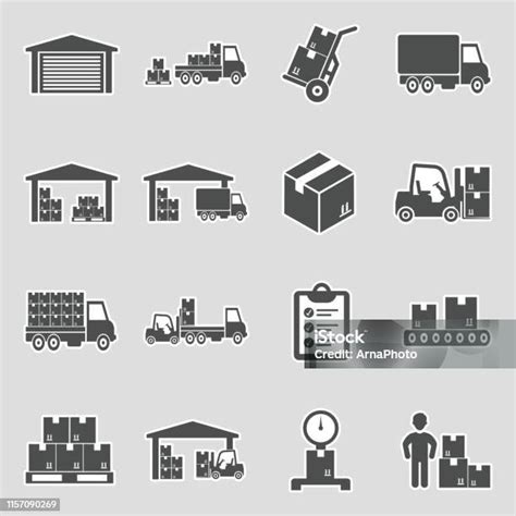 창고 아이콘입니다 스티커 디자인 벡터 일러스트레이션 공장 산업 건물에 대한 스톡 벡터 아트 및 기타 이미지 공장 산업 건물 아이콘 지게차 Istock