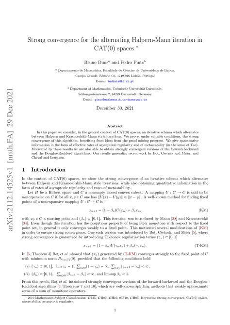 Pdf Strong Convergence For The Alternating Halpern Mann Iteration In Cat0 Spaces