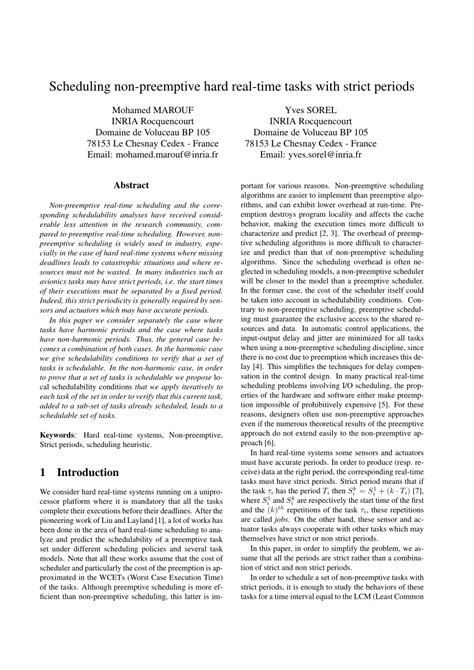 Pdf Scheduling Non Preemptive Hard Real Time Tasks With Strict Periods