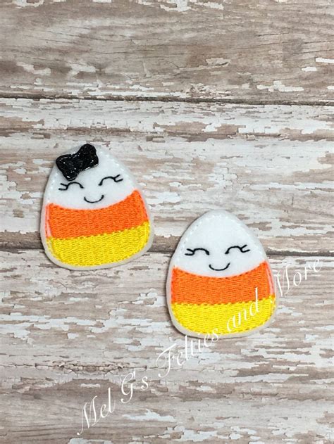 Candy Corn Feltie Candy Feltie Candy Corn Patch Set Of 2 Embroidered Felties Cut Felties
