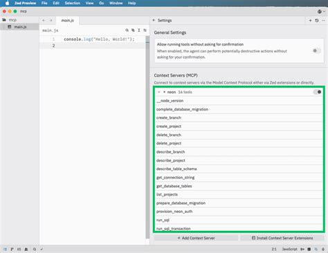 Get Started With Zed And Neon Postgres Mcp Server Neon Guides