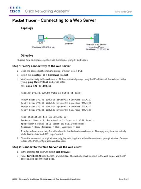 Connecting To A Web Server Packet Tracer Pdf