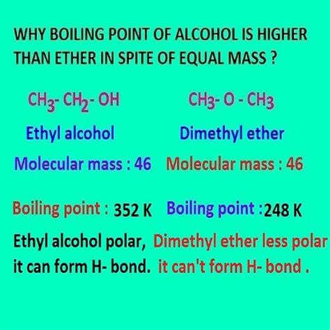 Why Boiling Point Of Alcohol Is Higher Than Ether Hydrogen Bond Boiling Point Molecular