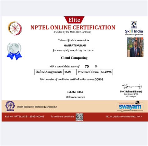 Ganpati Kumar On Linkedin Cloudcomputing Nptel Learningjourney Techskills
