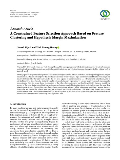 Pdf A Constrained Feature Selection Approach Based On Feature