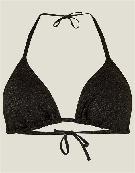 Shimmer Triangle Bikini Top Black Bikinis And Swimsuits Accessorize Uk