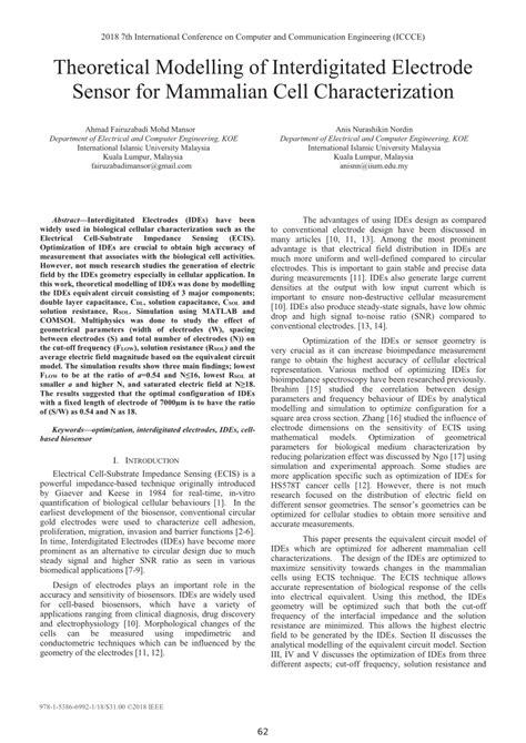 Pdf Theoretical Modelling Of Interdigitated Electrode Sensor For Mammalian Cell Characterization