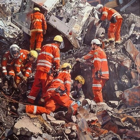 Emergency Services Coordinating At A Disaster Scene Premium Ai Generated Image