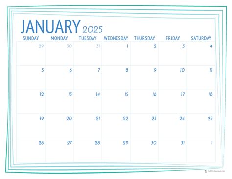 Free Printable January Calendars To Kickstart 2025