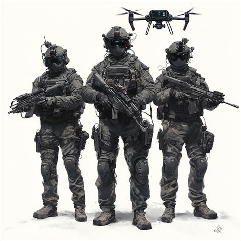 A Swat Team Using Advanced Technology Such As Drones Or Robotics For