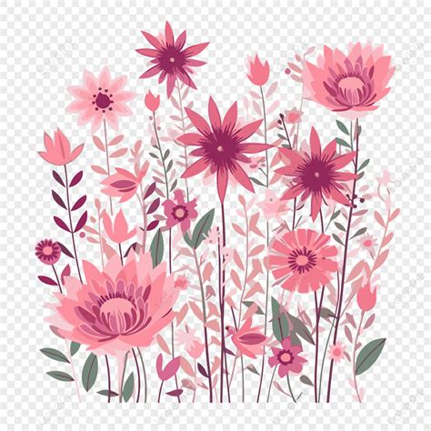 핑크 꽃 벡터클립 아트만화상표 Png 일러스트 무료 다운로드 Lovepik