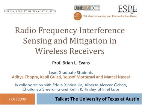 Ppt Radio Frequency Interference Sensing And Mitigation In Wireless Receivers Powerpoint