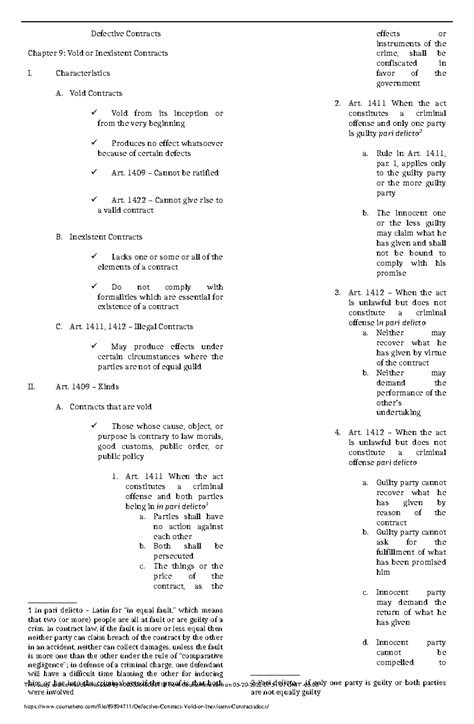 Defective Contract Void Or Inexistent Contracts Defective Contracts