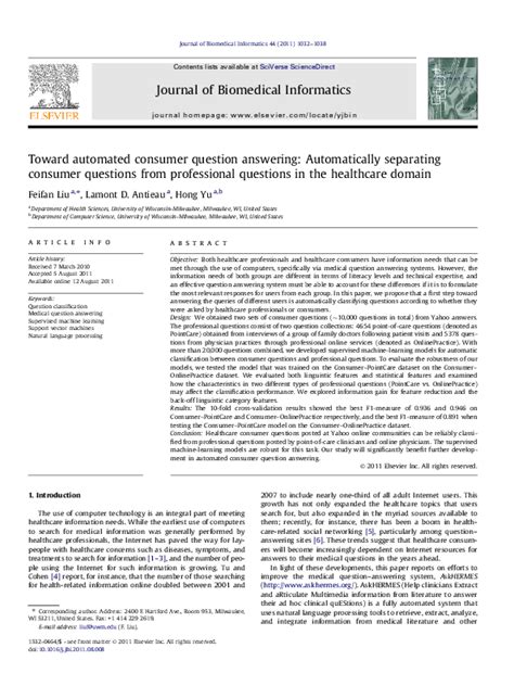 Pdf Toward Automated Consumer Question Answering Automatically