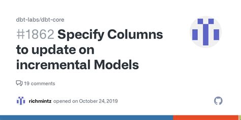 Specify Columns To Update On Incremental Models Issue Dbt Labs Dbt Core GitHub